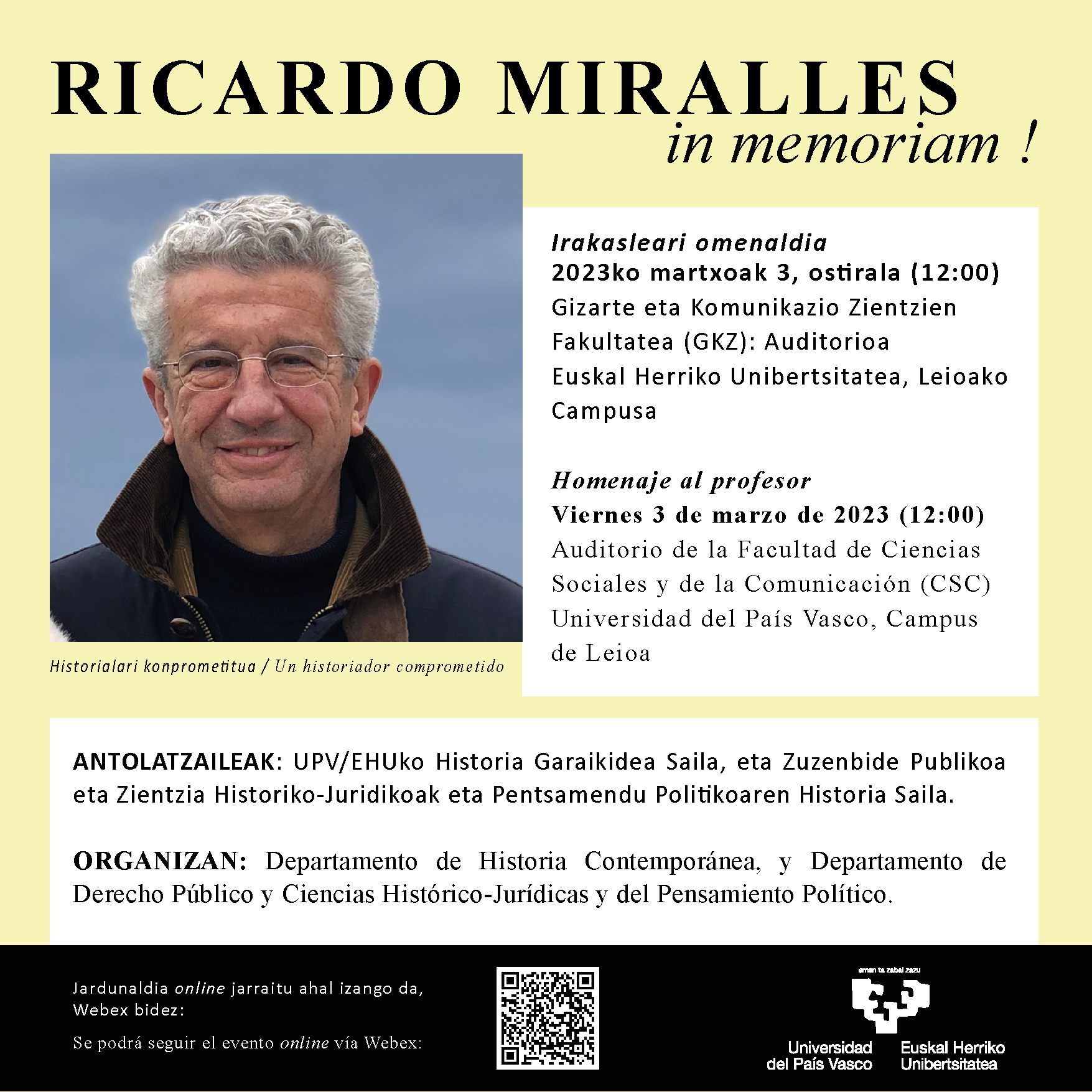 Homenaje al profesor Ricardo Miralles - Facultad de Ciencias Sociales y ...